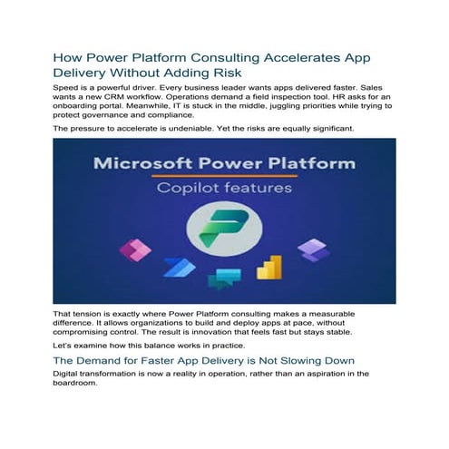 Power Platform Consulting: Accelerate App Delivery Without Risk | PDF