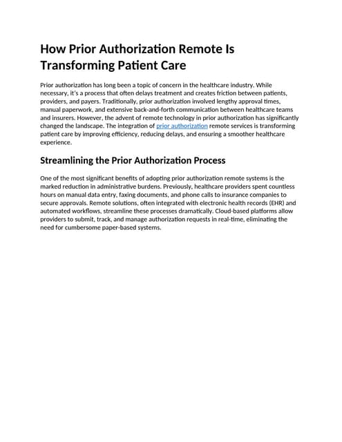 Automating Prior Authorization for a Surgical Group | PDF