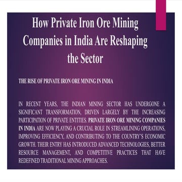 How Private Iron Ore Mining Companies in India Are Reshaping the Sector ...
