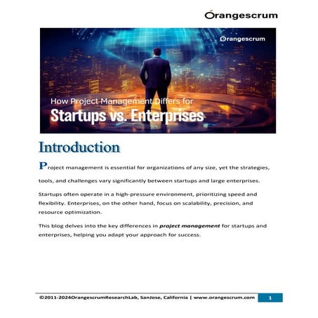 How Project Management for Startups Differs from Enterprises | PDF