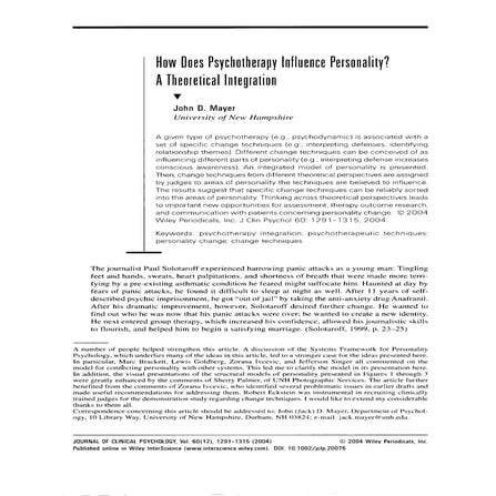 How psychotherapy influences personality | PDF