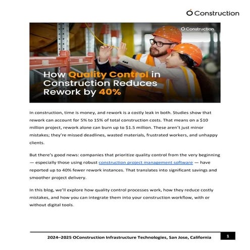 How Quality Control in Construction Reduces Rework by 40% | PDF