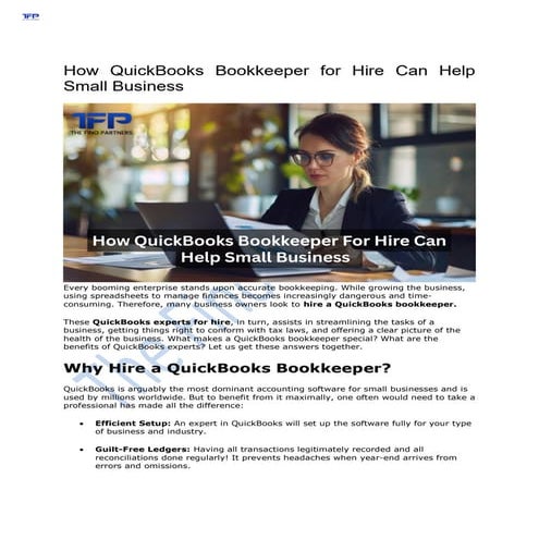 How QuickBooks Bookkeeper For Hire Can Help Small Business | PDF