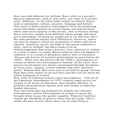 How race and ethnicity are defined. Race refers to a persons phys.docx