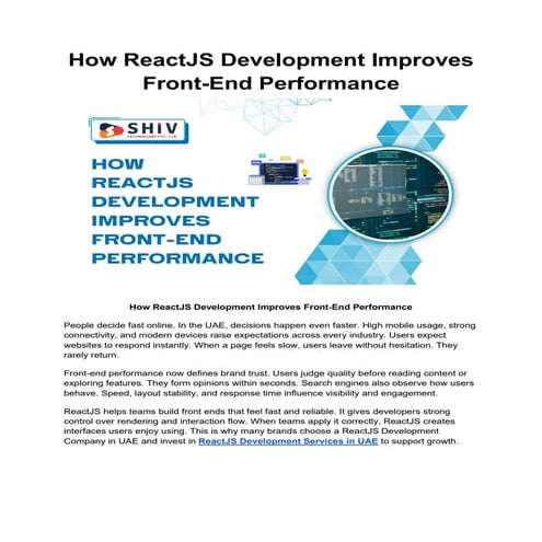 ReactJS Front-End Performance Benefits Explained | PDF