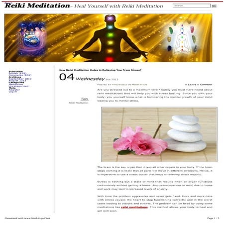 How reiki meditation helps in relieving you from stress | PDF