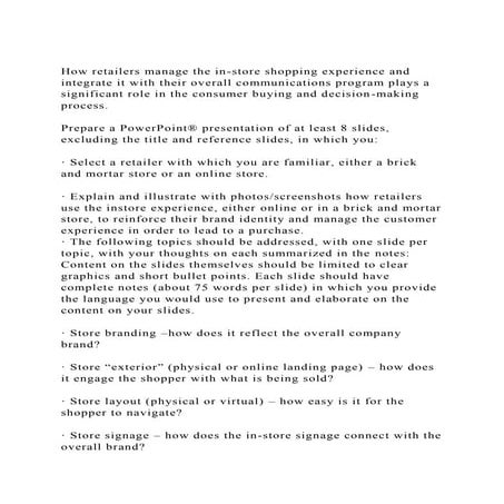 How retailers manage the in-store shopping experience and integrat.docx