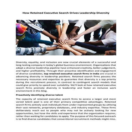 How Retained Executive Search Drives Leadership Diversity | PDF