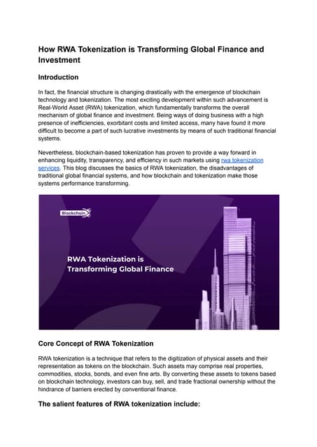 Understanding the Tokenization of Real-World Assets (RWA) | PPTX