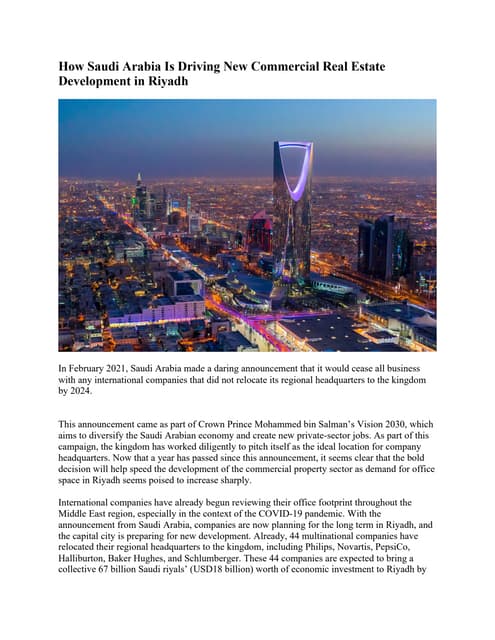 Riyadh Set for Substantial Real Estate Development with New Metro | PPT