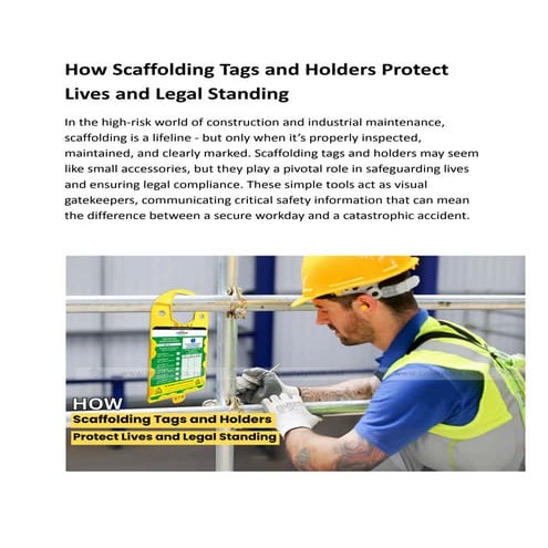 How Scaffolding Tags and Holders Protect Lives and Legal Standing | PDF