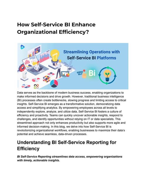 Self Service Business Intelligence | PPT