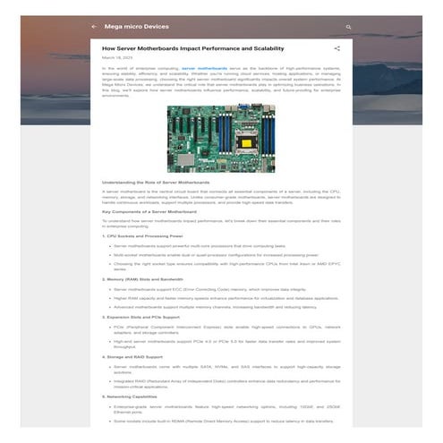 How Server Motherboards Impact Performance and Scalability | PDF