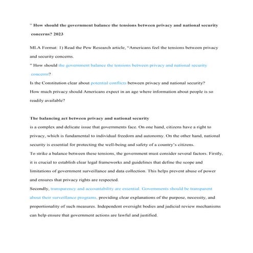 How should the government balance the tensions between privacy and ...