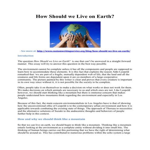 How should we live on earth | PDF
