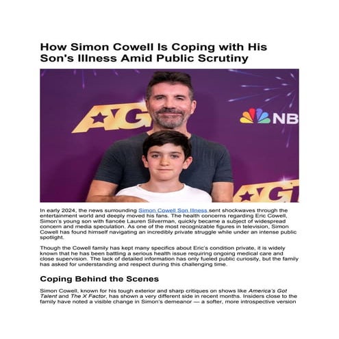 Simon Cowell’s Emotional Battle as Son Faces Serious Illness | PDF