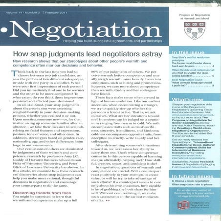 How snap judgment lead negotiators astray | PDF
