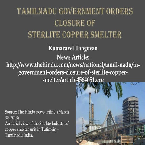 How Sterlite Copper Smelter Polluted Tuticorin - Tamilnadu | PPTX