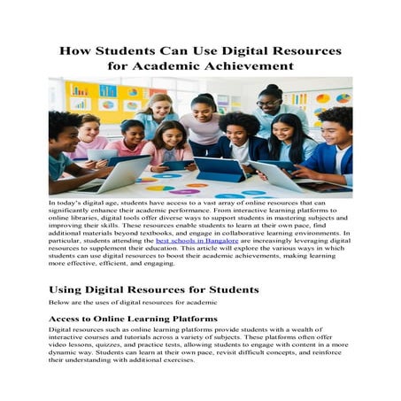 How Students Can Use Digital Resources for Academic Achievement | PDF