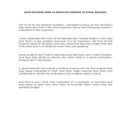 How teachers need to motivate students to speak english | DOCX