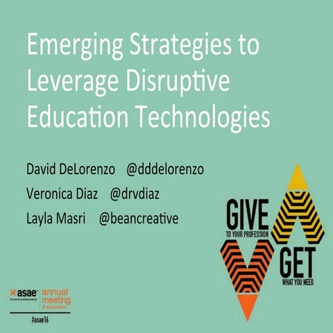 Emerging Strategies to Leverage Disruptive Education Technologies | PPT