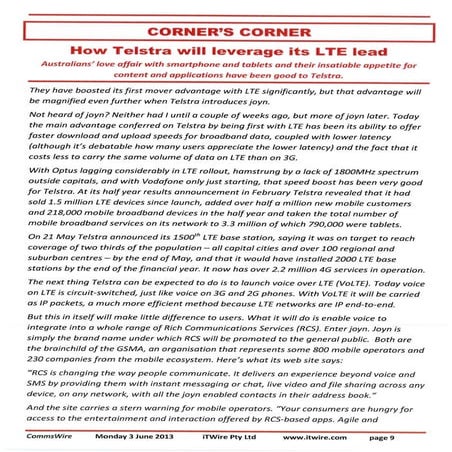 How Telstra Will Leverage Its LTE Lead | PDF