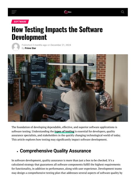 How Testing Impacts The Software Development Pdf