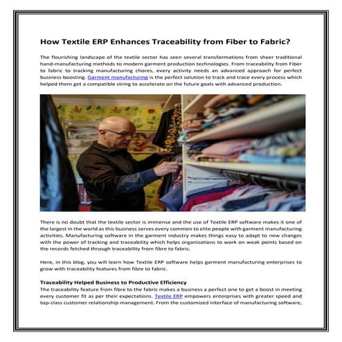 How Textile ERP Enhances Traceability from Fiber to Fabric | PDF