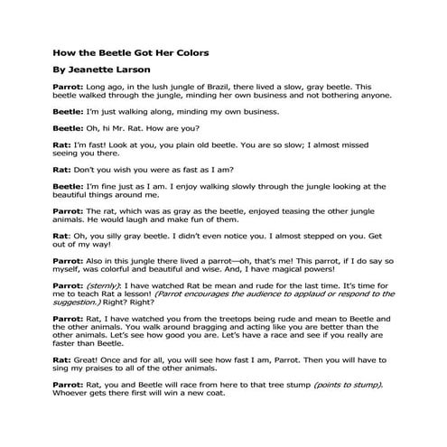 How the beetle got her colors readers theatre | PDF