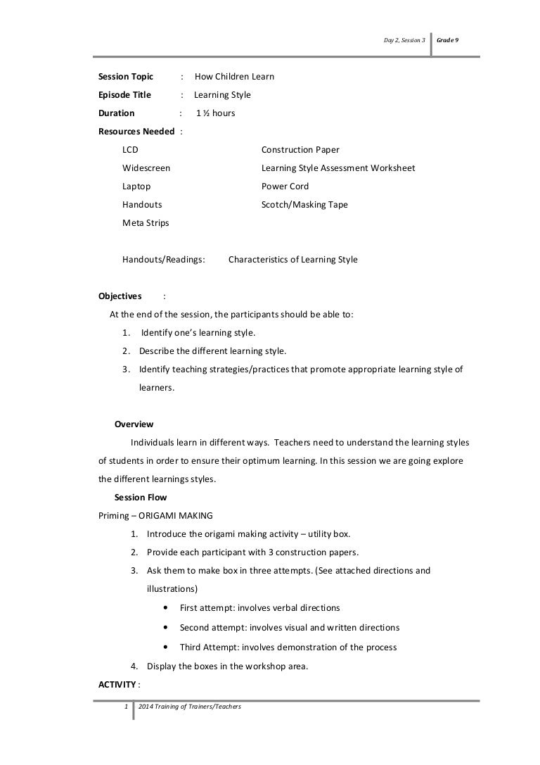 How the children learn grade 9