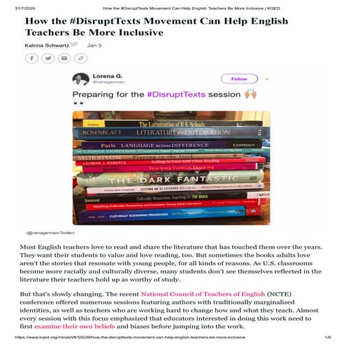 How the #disrupt texts movement can help english teachers be more ...