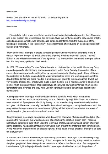 Edison and the invention of the incandescent light bulb | PPT ...