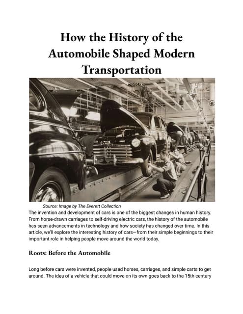 History of automotive - Automotive Servicing | PPTX