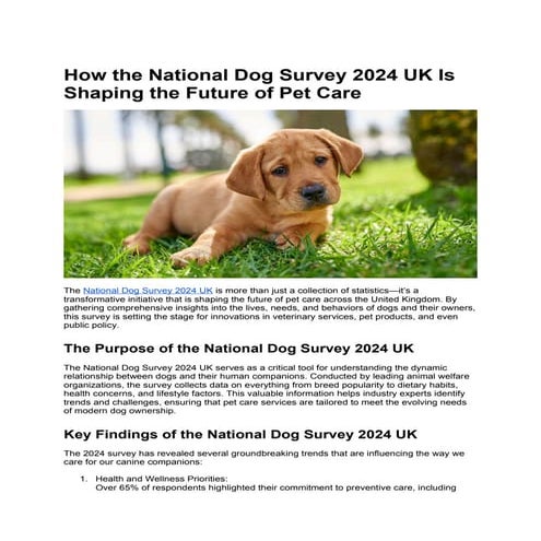 How the National Dog Survey 2024 UK Is Shaping the Future of Pet Care | PDF