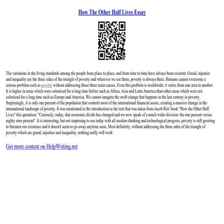How The Other Half Lives Essay | PPT | Free Download