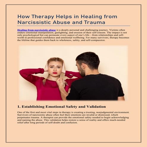 How Therapy Helps in Healing from Narcissistic Abuse and Trauma | PDF