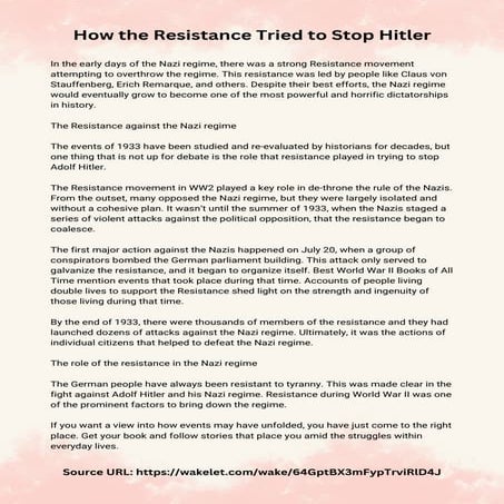 How the Resistance Tried to Stop Hitler | PDF