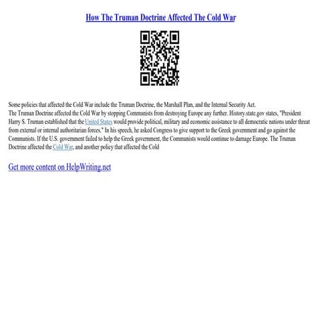 How The Truman Doctrine Affected The Cold War | PPT