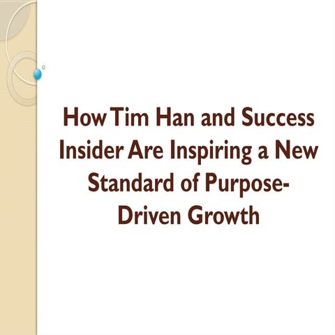 Tim Han: Biography, Books, and the Rise of Success Insider | PPTX