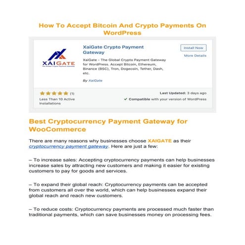 How To Accept Bitcoin And Crypto Payments On WordPress | PDF