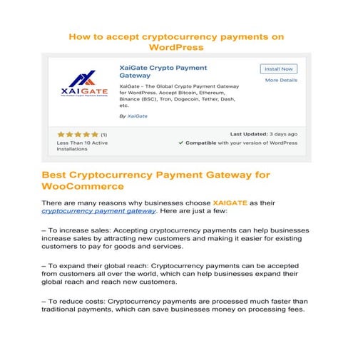 How to accept cryptocurrency payments on WordPress | DOCX | Web Development | Internet