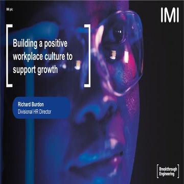 How to Achieve Outstanding Employee Experience (Richard Burdon at IMI Precision) | PPT