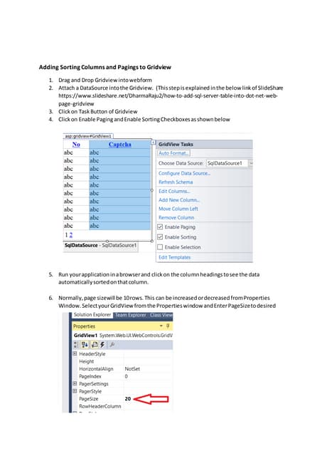 How to add sql server table into dot net web page (Gridview) | PDF