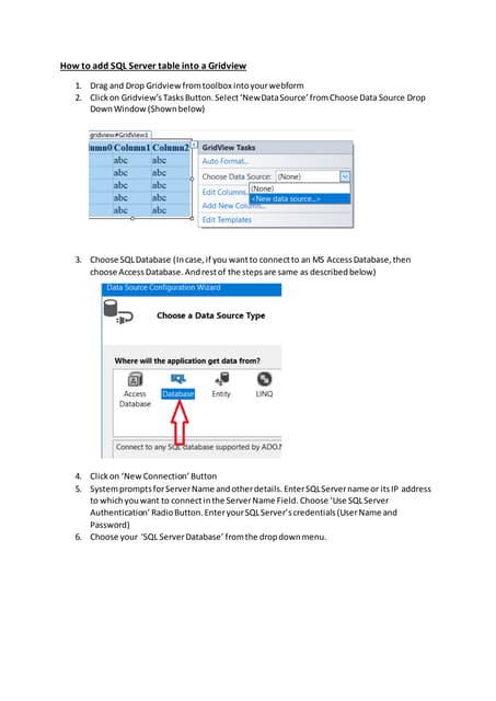 How To Add Sql Server Table Into Dot Net Web Page Gridview Pdf