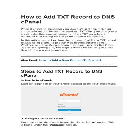 How To Add Txt Record To Dns Cpanelpdf