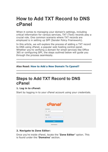 How To Add Txt Record To Dns Cpanelpdf
