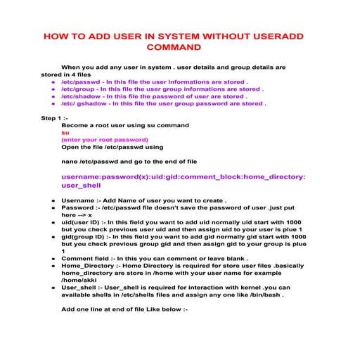 How To Add User In System Without Useradd Command Pdf 8290