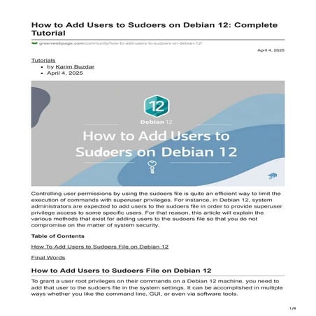 How to Add Users to Sudoers on Debian 12 Complete Tutorial.pdf