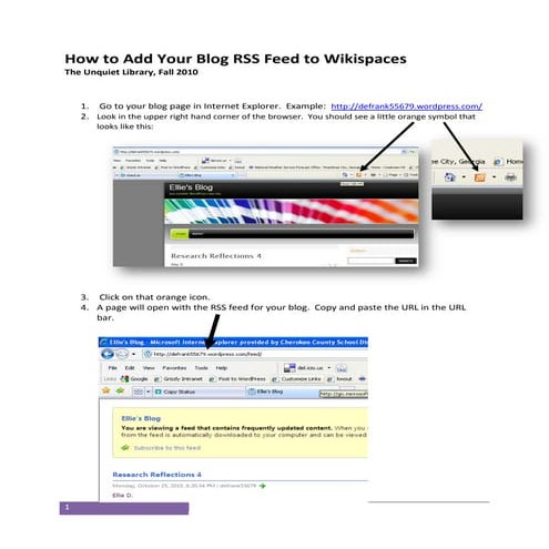 How to add your blog rss feed to wikispaces | PDF | Computing | Technology & Computing