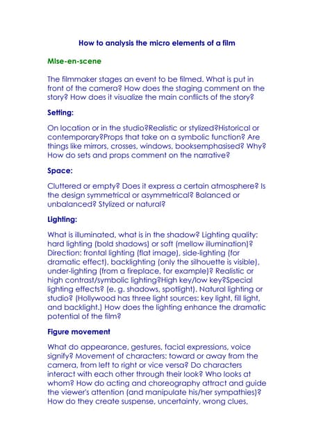 Film language micro elements toolkit and revision mats for analysing ...